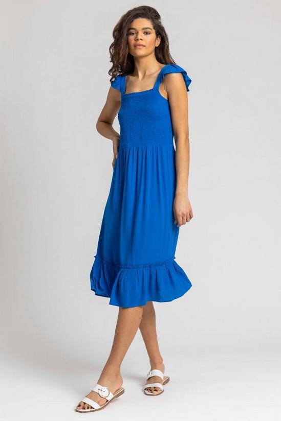 Dresses Shirred Bodice Frill Detail Midi Dress Roman